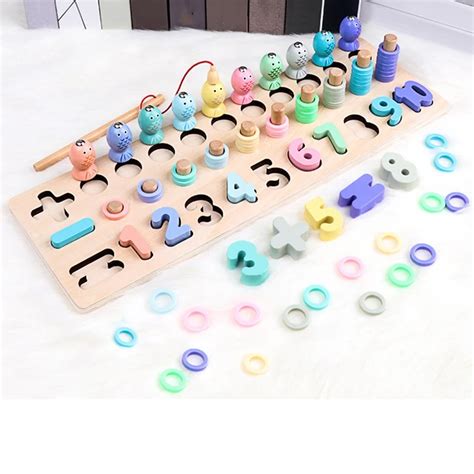 Деревянные игрушки с цифровым сочетанием рыболовных досок Детские Игрушки для раннего обучения