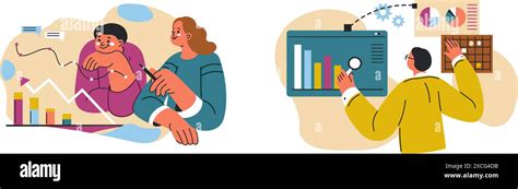 Business Discussions Analyzing Process Charts Stock Vector Image And Art