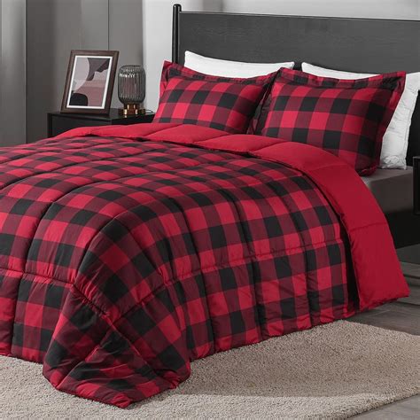 Downluxe Lightweight Plaid Comforter Set Twin With 1