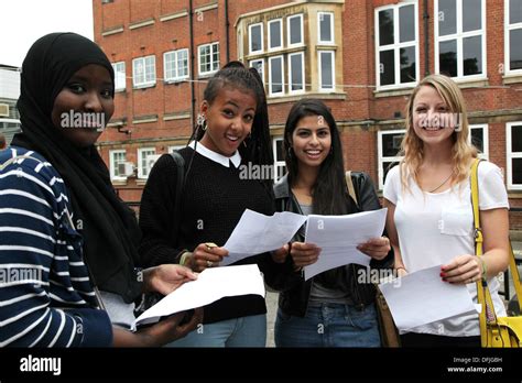 Girls With Results From Their AS Level Exams A Qualification Ranked Between GCSE And A Level