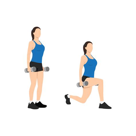 Woman Doing Dumbbell Lunges Vector Set Of Workout Icons In Flat Style Isolated On White