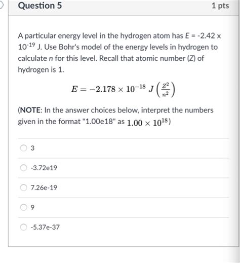 Solved Question 1 1 Pts In Bohrs Atomic Theory When An