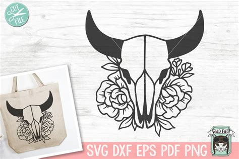 Floral Cow Skull Svg Animal Skull Svg Bull Skull Svg
