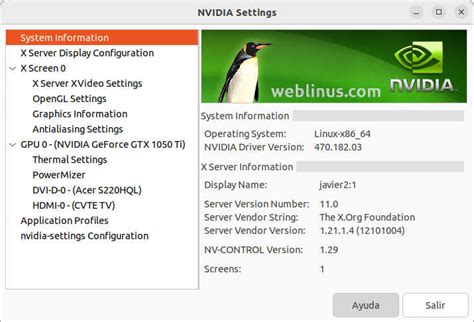 Nvidia X Server Setting Weblinus