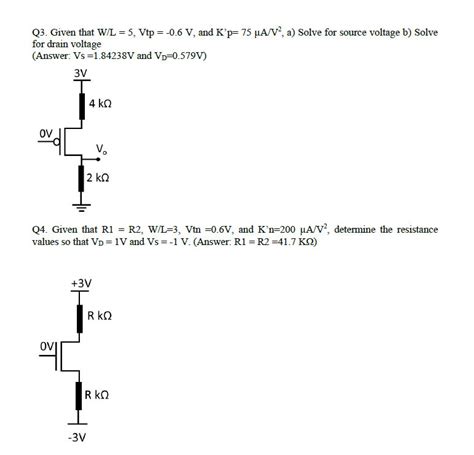 Solved Q3 Given That Wl 5 Vtp 06 V And Kp 75