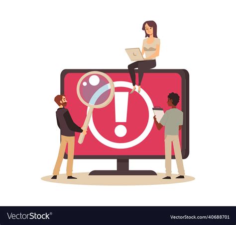 Operating System Error Warning On Screen Flat Vector Image