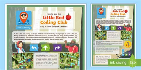 Ks1 Little Red Coding Club Science Teaching Ideas Sheet