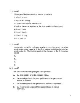 IB DP Physics Question Book E 1 Structure Of The Atom HL First Teaching 2023