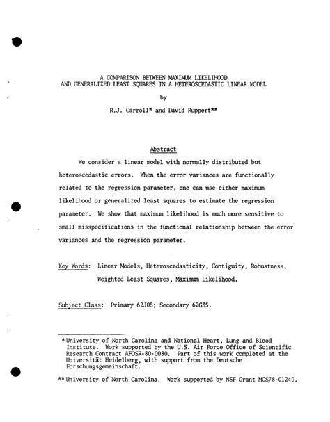PDF A Comparison Between Maximum Likelihood And Generalized Least Squares In A Heteroscedastic