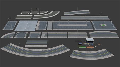 3d Model Road Pack Extended Pbr V2 Vr Ar Low Poly Cgtrader