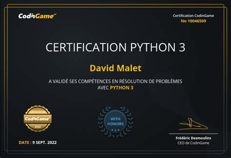 Codingame Certification