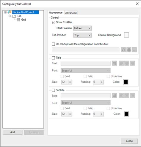 Adding A Recipe Grid Control