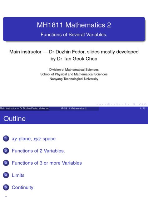 Mh1811 Lecture 1 Domain Limit Printable Pdf Function Mathematics