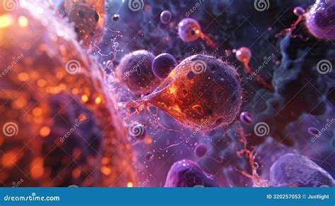 Pancreatic Beta Cells In Action Actively Producing And Releasing