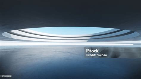 빈 콘크리트 바닥이 있는 추상적인 미래 건축물의 3d 렌더링 자동차 프리젠테이션을 위한 장면 3차원 형태에 대한 스톡 사진 및 기타 이미지 Istock