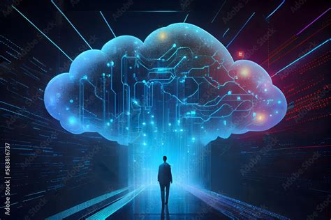 Cyber Security Ai Mind Network Management Modern Data Center Cloud Networking Ai Generated