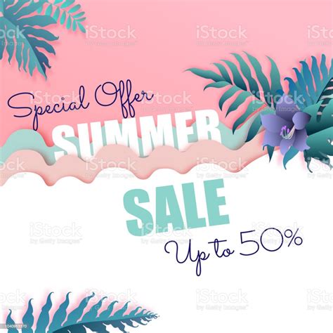 여름 판매 배너 보라색 열 대 나뭇잎 배경 이국적인 열 대 나뭇잎 배너 전단지 초대장 포스터 웹 사이트 또는 인사말 카드에 대 한 디자인 벡터 일러스트 레이 션 0명에 대한