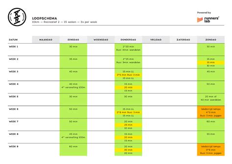 Loopschema Van Gill A A A Loopschema 10km — Recreatief 2 — 15 Weken