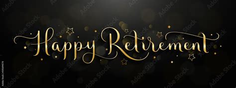 Happy Retirement Vector Gold Glitter Brush Calligraphy Banner With