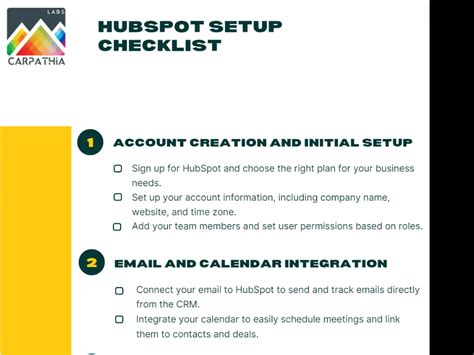Hubspot Setup Ultimate Checklist Carpathialabs