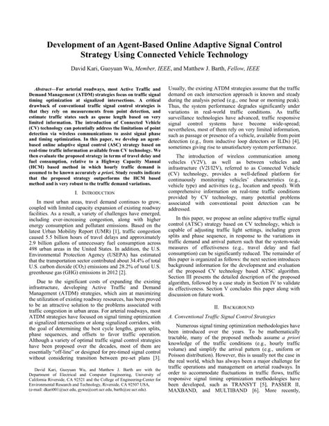 Pdf Development Of An Agent Based Online Adaptive Signal Control Strategy Using Connected