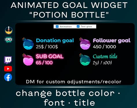 Twitch Goal Widget For Stream Youtube And Facebook Etsy
