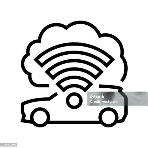 구름 연결된 자동차 자율 주행 차량 선 아이콘 벡터 일러스트 레이 션 레이더에 대한 스톡 벡터 아트 및 기타 이미지 레이더 로봇공학 벡터 Istock