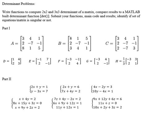 Solved Determinant Problems Write Functions To Compute 2x2