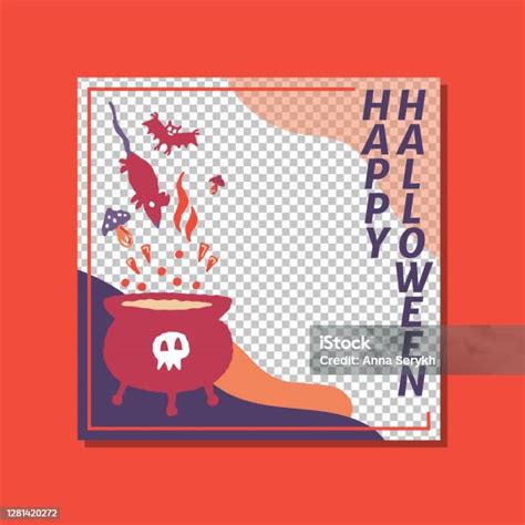 마법의 요소와 해피 할로윈 파티 프로모션 판매 포스터 템플릿 빗자루 독병 관 책 부두 인형 포스터 배너 카피 공간이 있는 특별 혜택 가공의 인물에 대한 스톡 벡터 아트 및