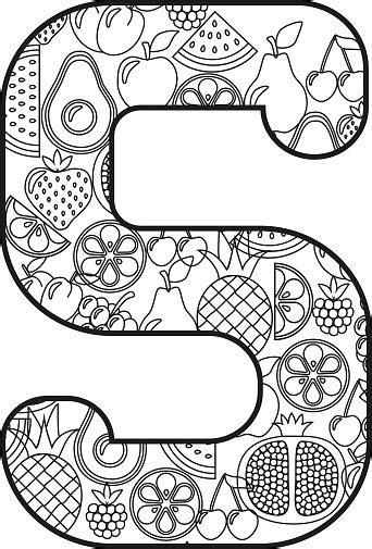 손으로 그리기 기하학적 장식 알파벳 간단한 검은 색칠 페이지 배경 화면 인쇄 카드 포스터에 대한 Abc 일러스트 를 요약합니다 과일 흰색 고립 된 배경에 문자와 야채 검은