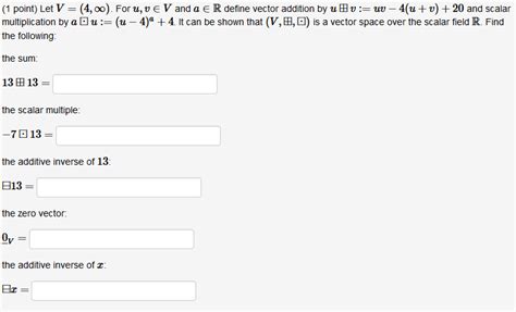 Solved 1 Point Let V 4 For U V EV And A E R Define Chegg Com