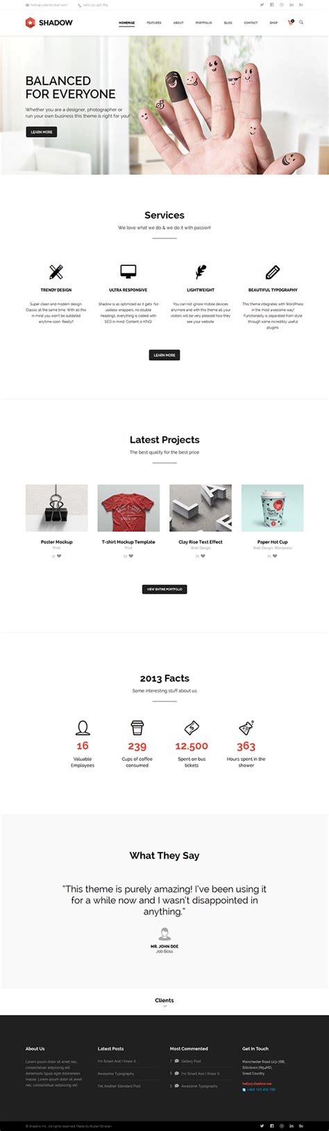 Shadow Wordpress Theme On Behance