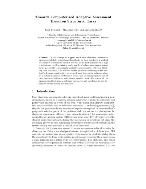 Pdf Towards Computerized Adaptive Assessment Based On Structured Tasks