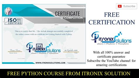 Itronix Solutions Free Courses Python Free Online Course With