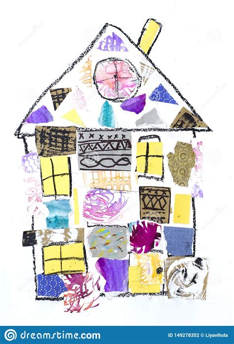 Una Casa Del Collage Con Una Variedad De Texturas Exhaustas Y Gr Ficas Foto De Archivo Imagen