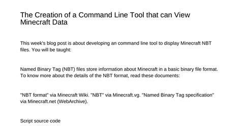 Building An Command Line Tool To View Minecraft Datatzxmmpdfpdf