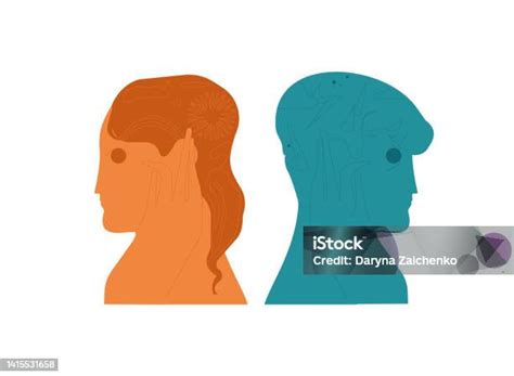 우울하고 절망적 인 사람과 행복하고 희망적인 사람 개념에 대한 스톡 벡터 아트 및 기타 이미지 개념 개발 개성 개념 Istock