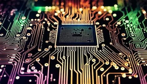 Modern Circuits Gradient Digital Background Computer Circuit Board With Colorful Lines And Dots