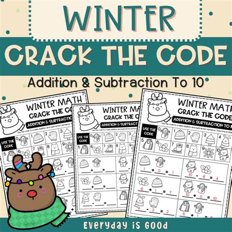 Winter Crack The Code Addition And Subtraction Within 10 Worksheets