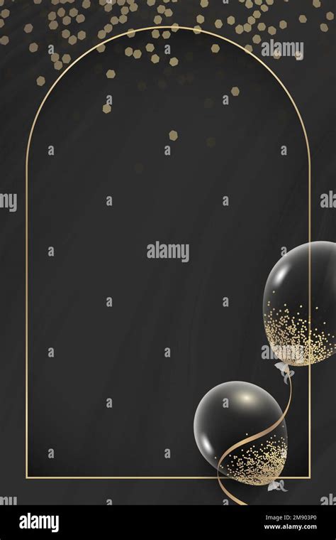 Golden Rectangle Balloons Frame Design Vector Stock Vector Image And Art Alamy