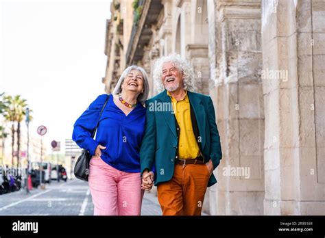 Senior Couple Of Old People Dating Outdoors Married Elderly Man And