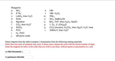 Solved Reagents A NH B K N C LiAIH Then H Chegg