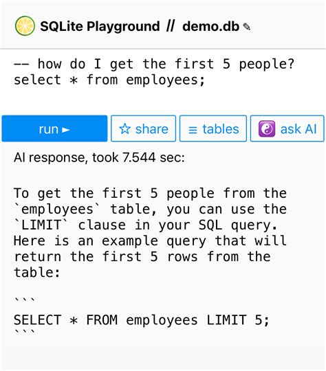 ai ассистент для sqlite