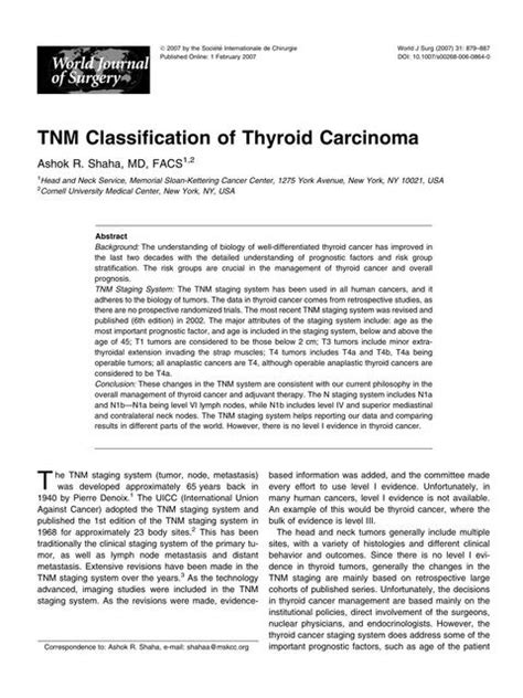 Tnm Classification Of Thyroid Carcinoma Andy Abarca Udocz