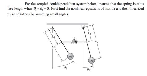solved for the coupled double pendulum system below assume