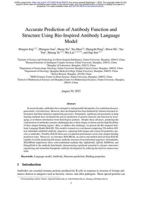 Pdf Accurate Prediction Of Antibody Function And Structure Using Bio Inspired Antibody