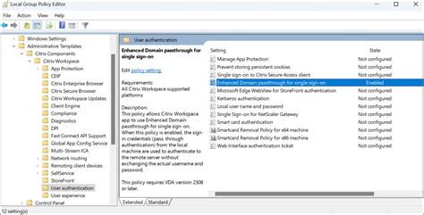 Enhanced Domain Pass Through For Single Sign On Citrix Workspace App For Windows