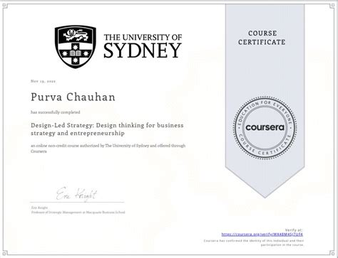 Completed Design Led Strategy Course By Coursera Purva Chauhan Posted