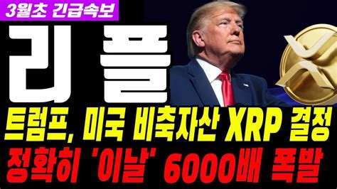 리플 전망 트럼프 미국 비축자산 Xrp 결정 리플 리플코인 리플전망 Youtube