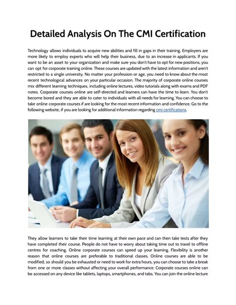 PPT Detailed Analysis On The CMI Certification PowerPoint Presentation ID